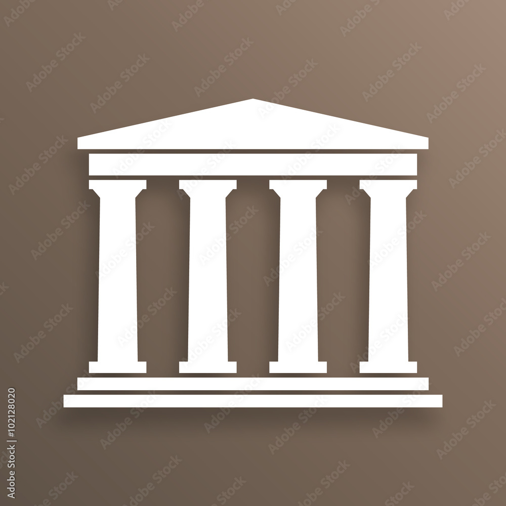 Architecture greek building symbol, with shadow, brown background Stock ...