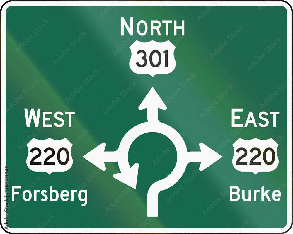 United States MUTCD guide road sign - Destination sign Stock ...