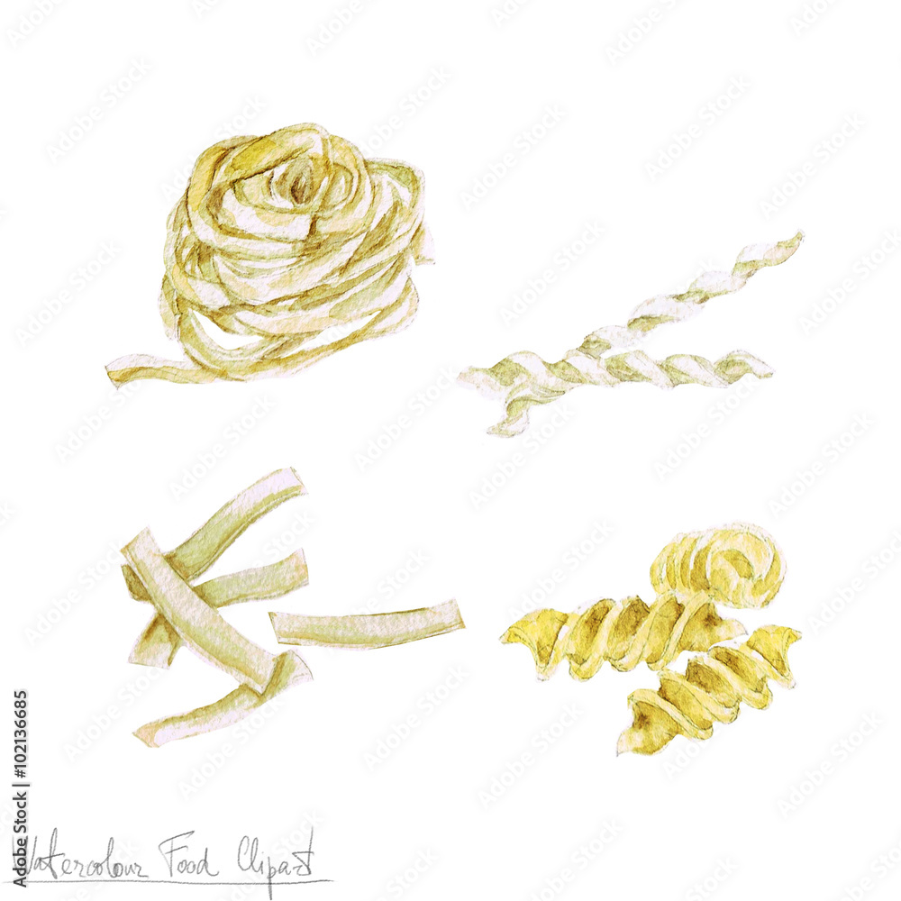 Watercolor Food Clipart - Pasta Stock Illustration | Adobe Stock