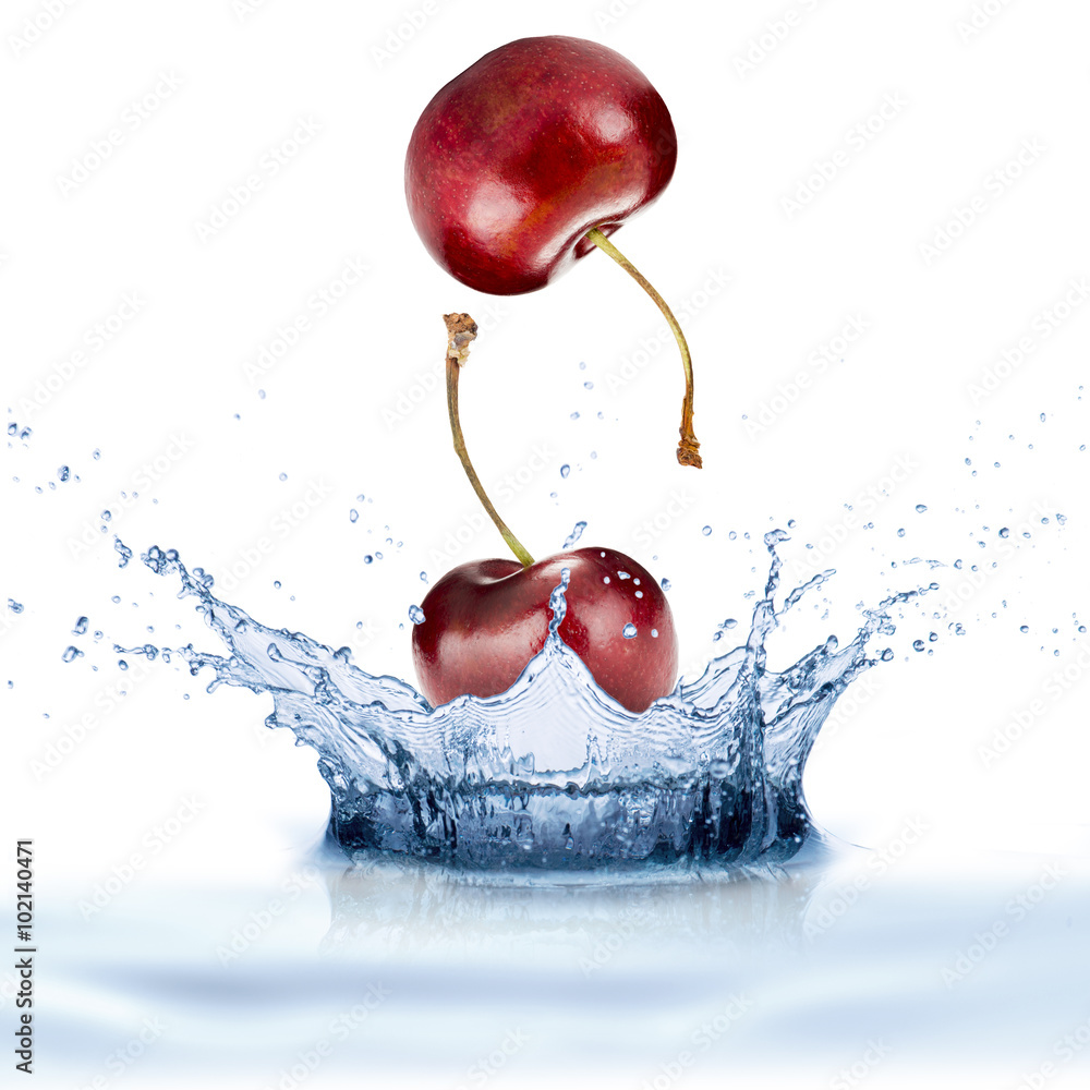 Fresh Cherry Fruit With Water Splash Stock Photo | Adobe Stock