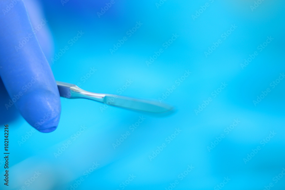 Hands of a surgeon using a metal scalpel Stock Photo | Adobe Stock