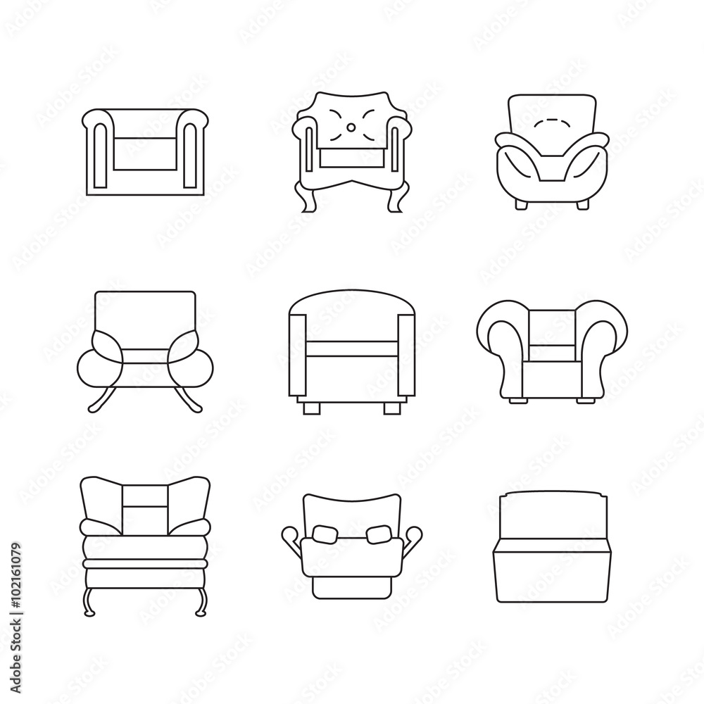 Sofa Outline Set Stock Vector | Adobe Stock