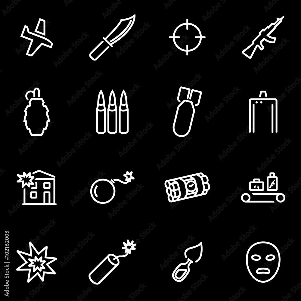 Vector line terrorism icon set. Terrorism Icon Object, Terrorism Icon ...