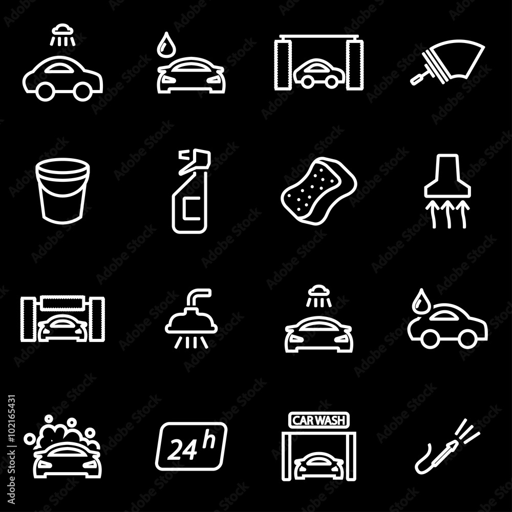 Vector line car wash icon set. Car Wash Icon Object, Car Wash Icon ...