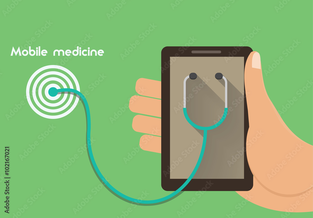 Mobile medicine conceptual illustration. Remote medical support concept ...