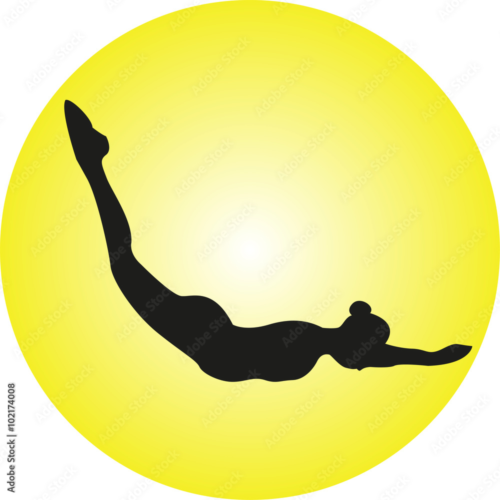 Pilates position (swan dive) silhouette vector, posizione pilates (swan ...