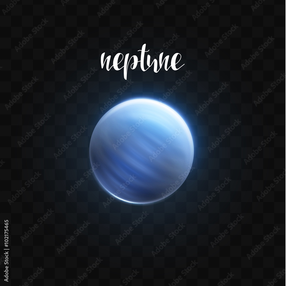 Realistic glowing Neptune planet Isolated. Glow with transparency on ...