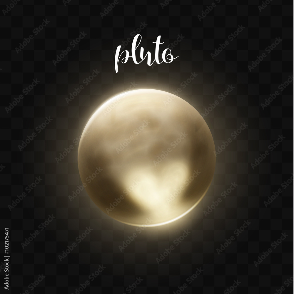 Realistic glowing Dwarf Planet Pluto Isolated. Glow with transparency ...