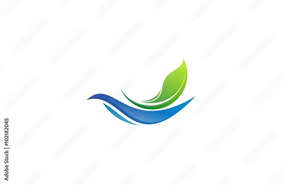 wave leaf logo Stock Vector | Adobe Stock