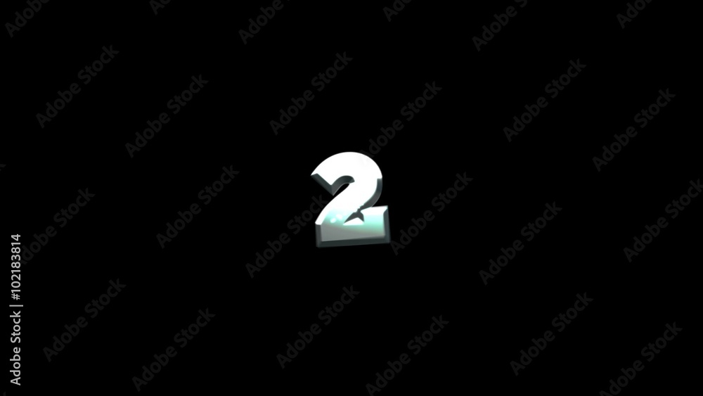 3D number countdown timer animation from 5 to 0 with lightning ...