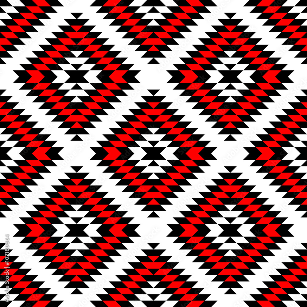 Black red and white aztec ornaments geometric ethnic seamless pattern ...