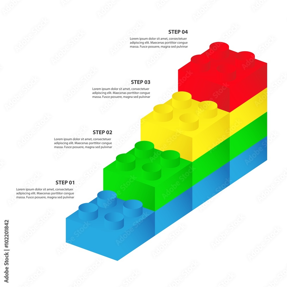 Bright constructor building bricks - 4 steps to success - Vector ...