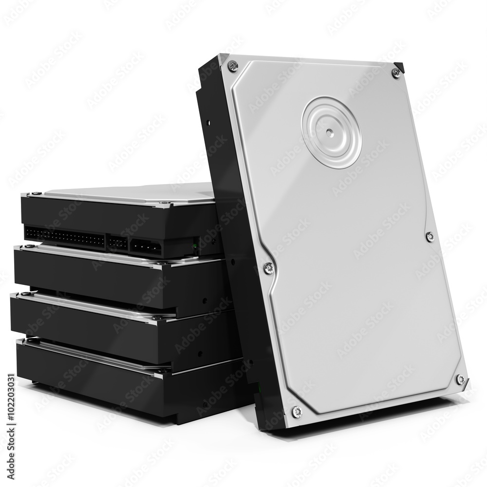 Illustrazione Stock 3d HDD hard drive disk stack | Adobe Stock
