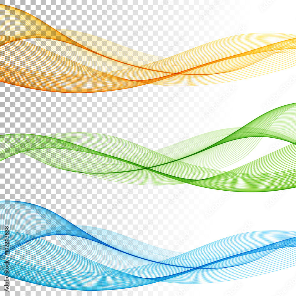 Abstract smooth color wave vector set on transparent background. Stock ...