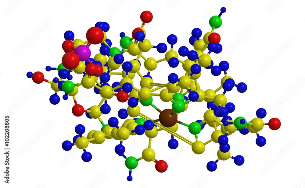 Molecular structure of vitamin B12 (cobalamin) Stock Illustration ...