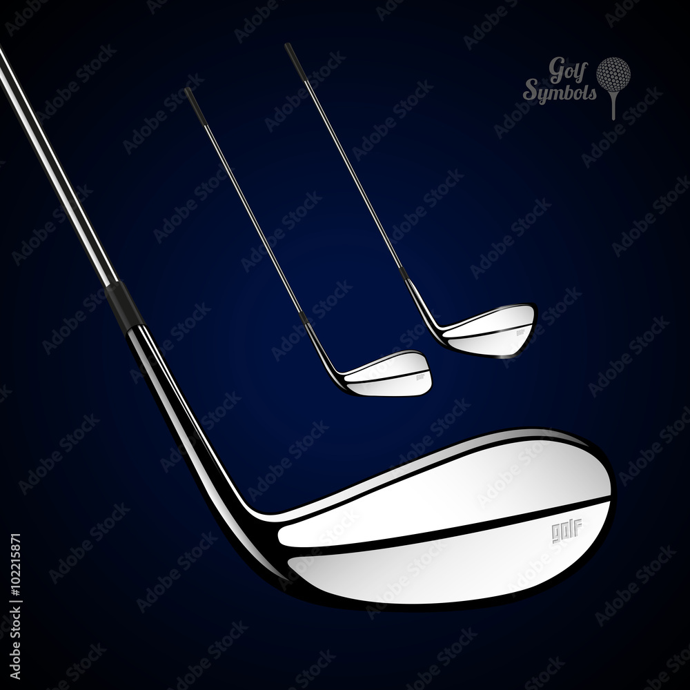 Golf sticks on the dark background as vector design elements Stock ...