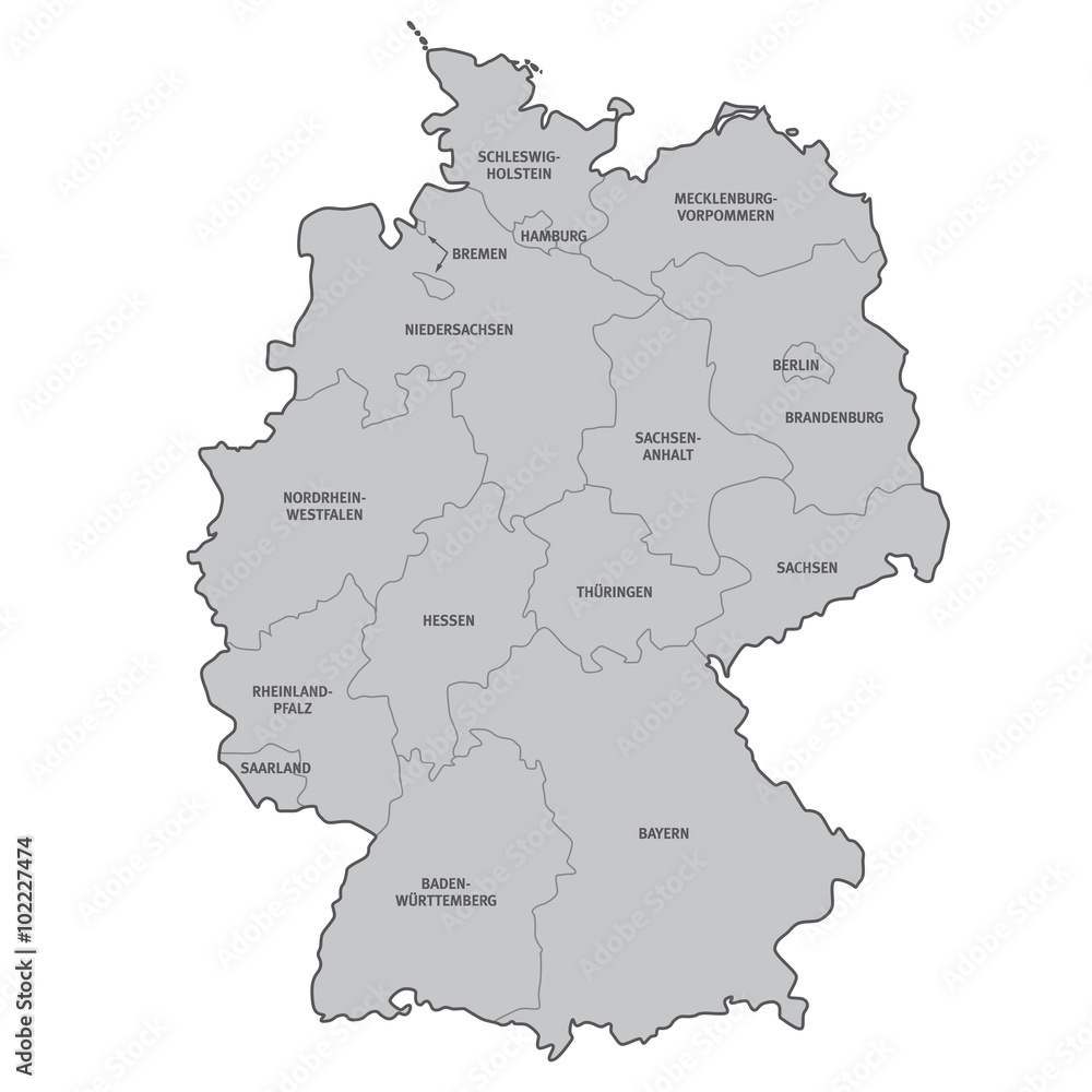 deutschland bundesländer beschriftung karte vektor vector de Stock ...