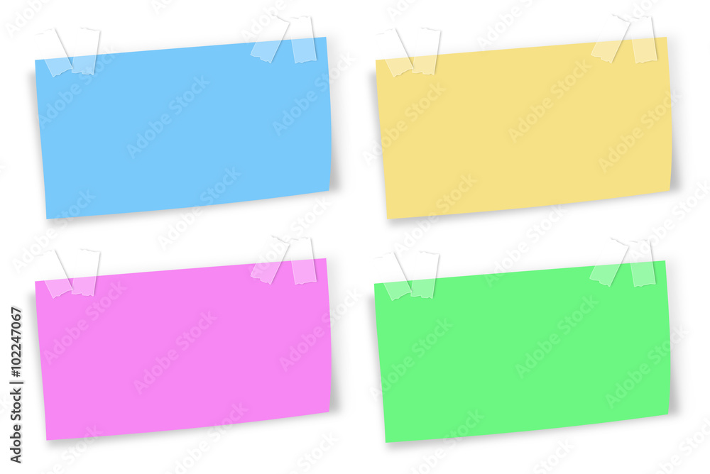 four blank colorful sticky notes on white background Stock Illustration ...