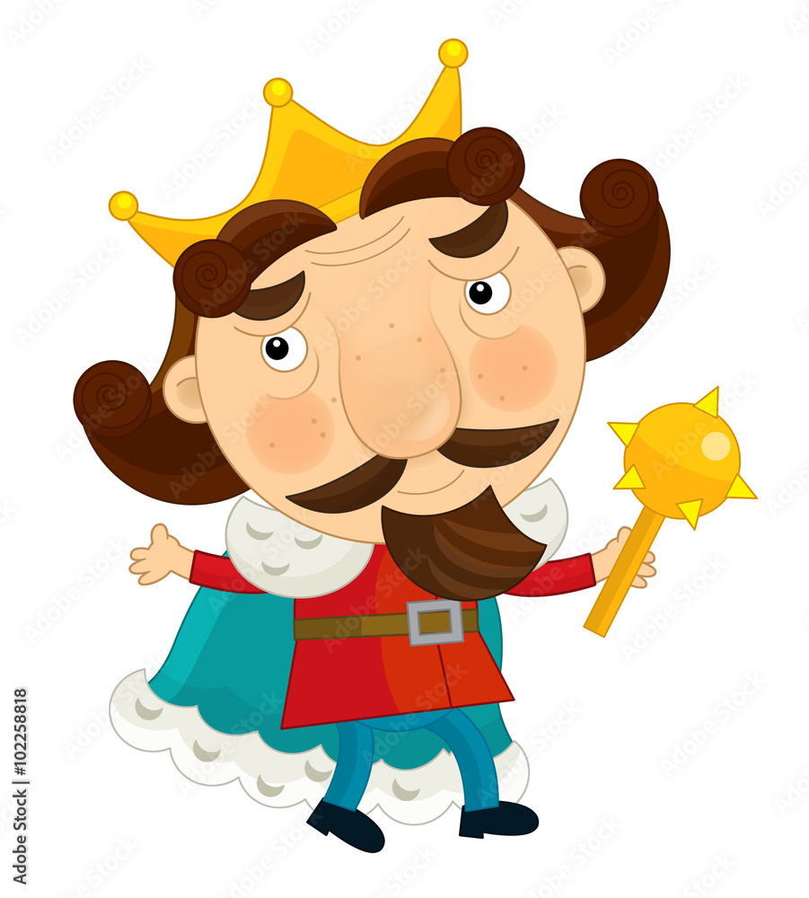 Cartoon king walking - isolated - illustration for the children Stock ...