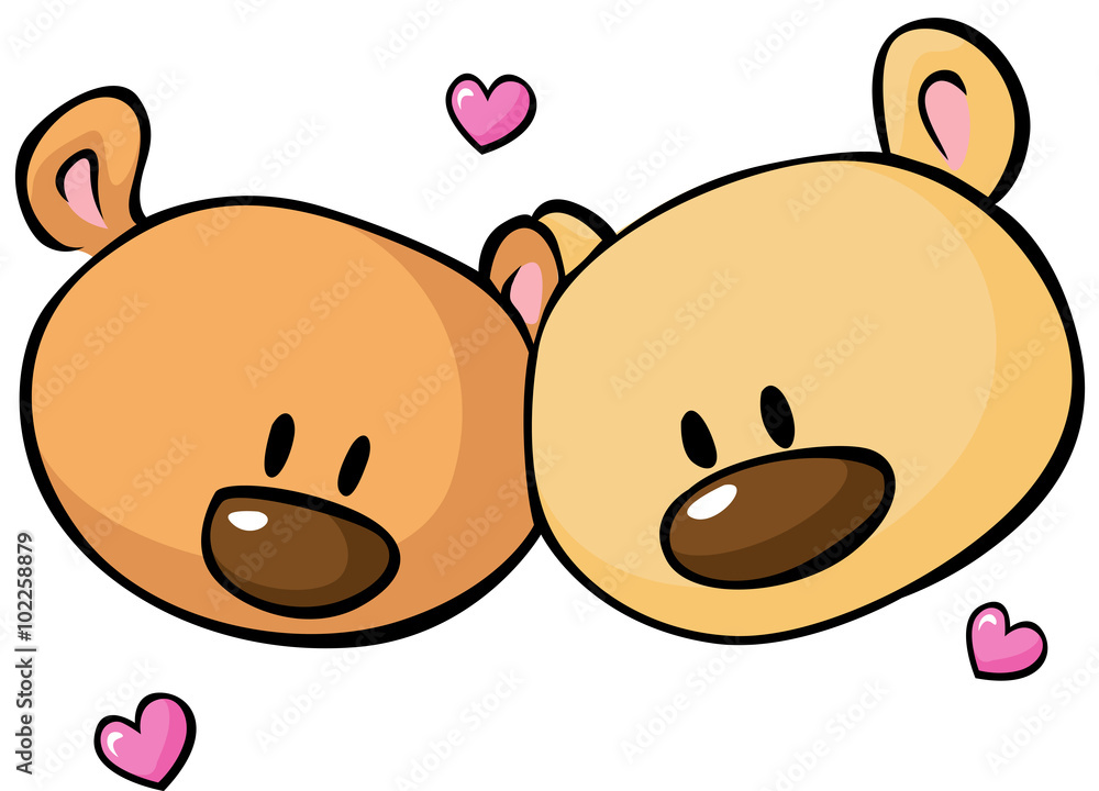 two teddy bear head - vector illustration isolated on white Stock ...
