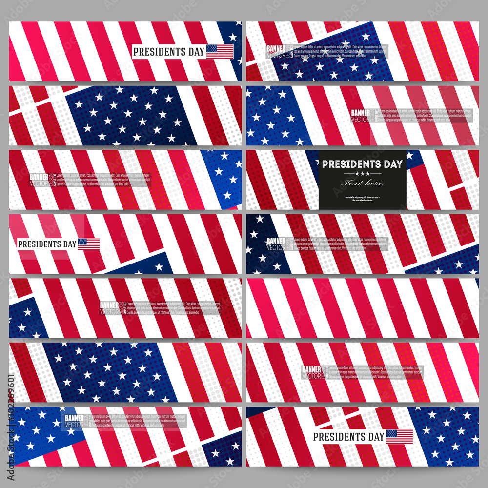 Set of modern banners. Presidents day background with american flag ...
