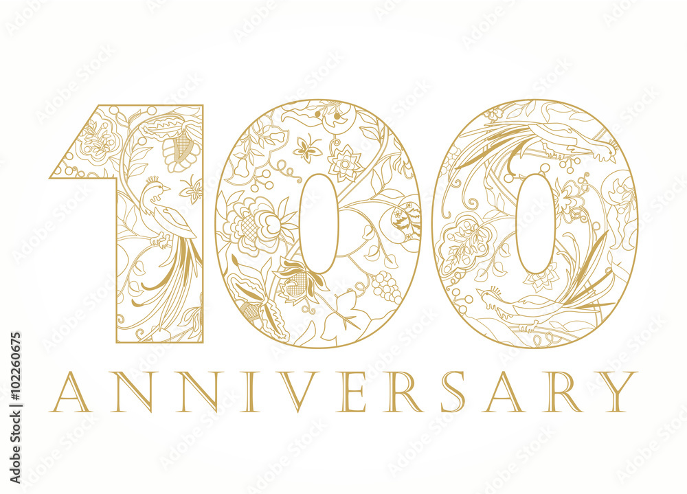 100 anniversary vintage golden numbers. The template logo of 100th ...