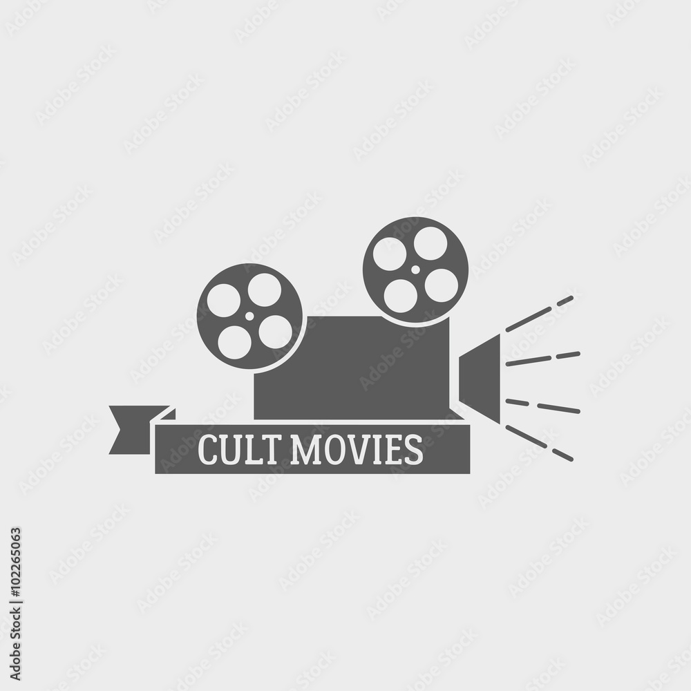 Movie theater vector logo, badge or label design template with film ...