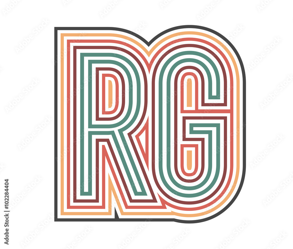 RG Initial Retro Logo company Outline. vector identity Stock Vector ...