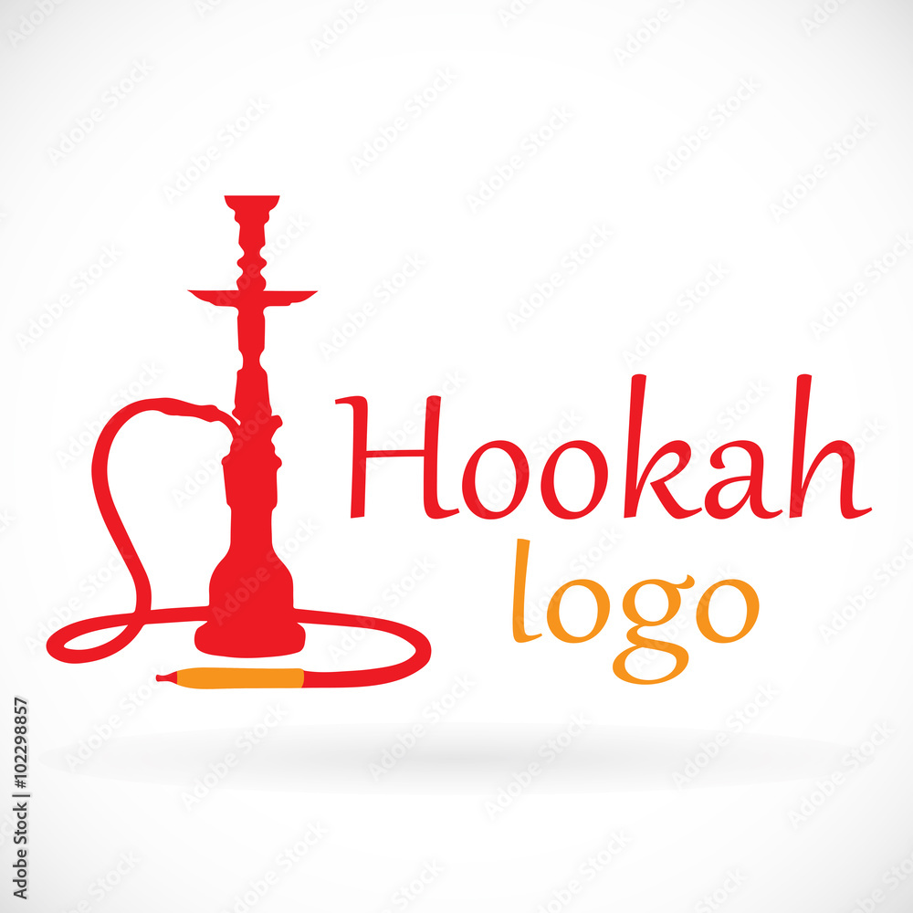 Hookah red bright logo on white background Stock Vector | Adobe Stock
