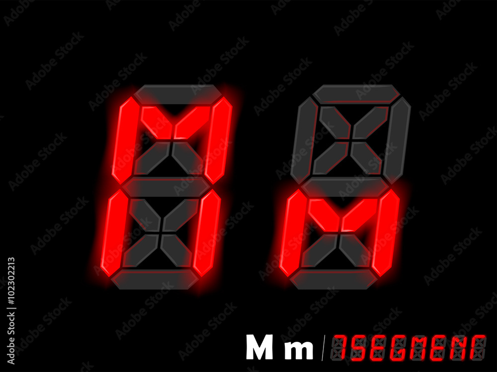 graphic design vector of seven segment style alphabet - M and m,seven ...