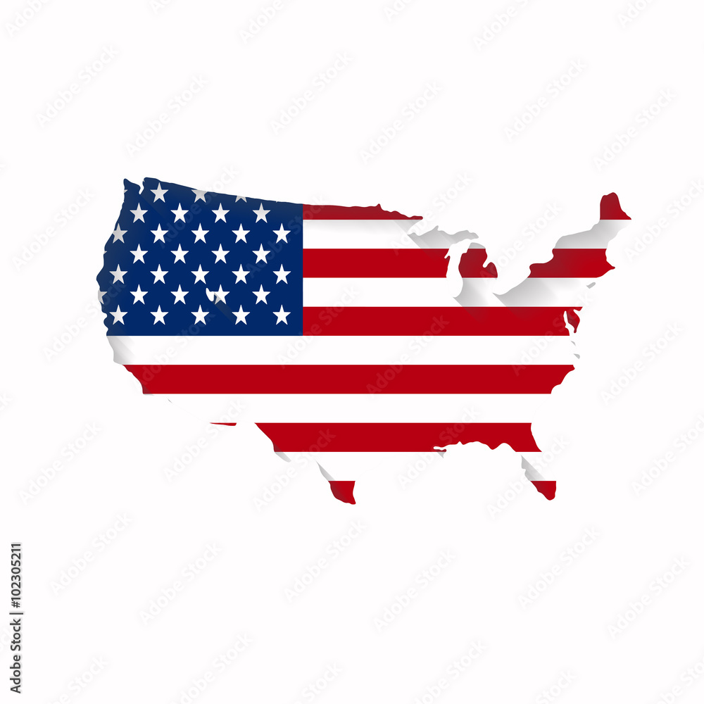 USA flag. Shape of American map. United States of America. Vector ...