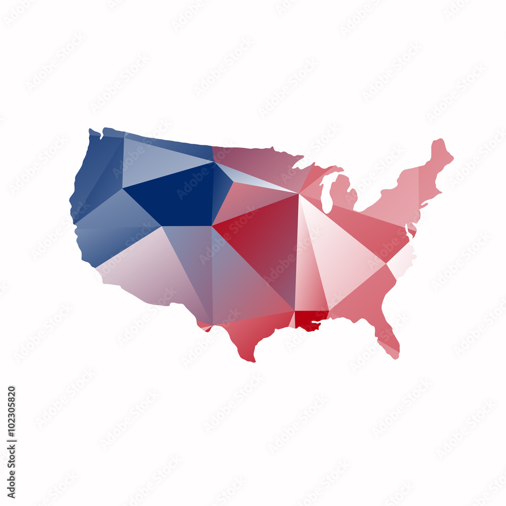 USA flag. Shape of American map. United States of America. Vector ...