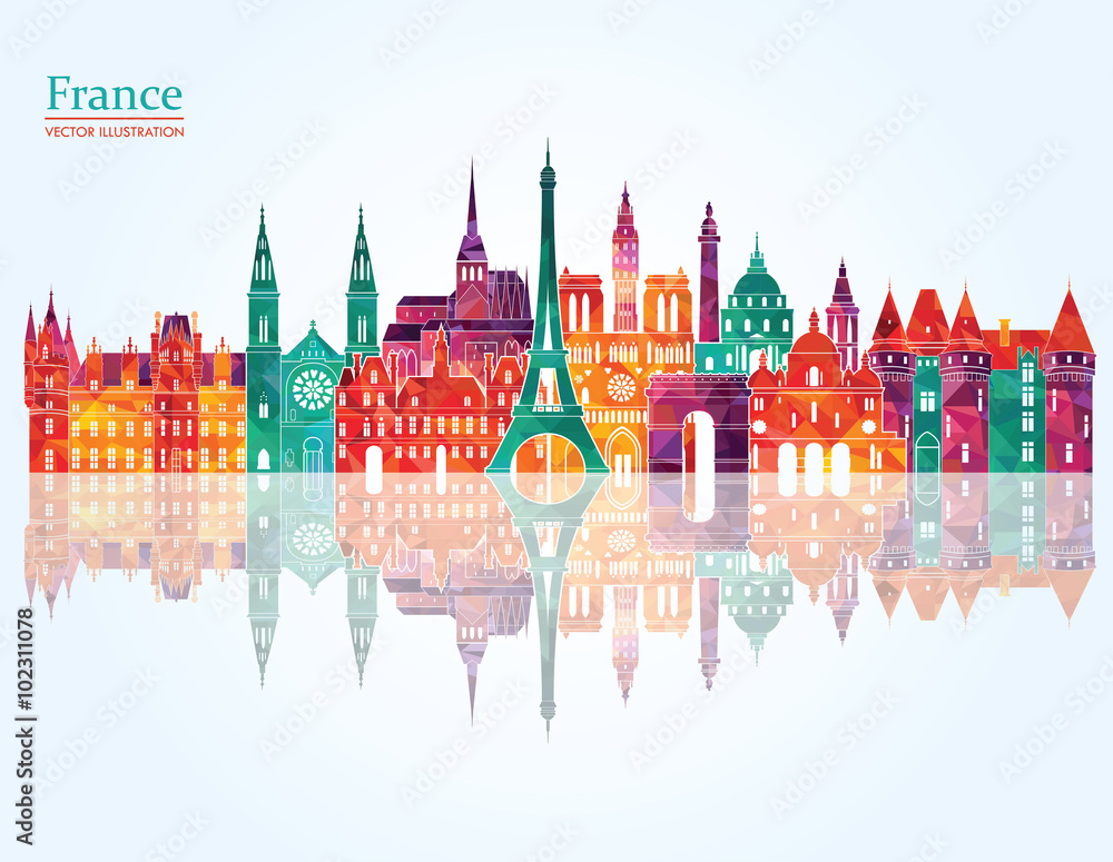France skyline. Vector illustration Stock Vector | Adobe Stock