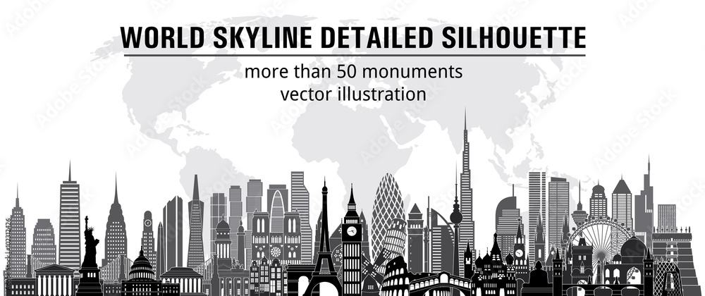 World monuments detailed skylines. vector illustration Stock Vector ...