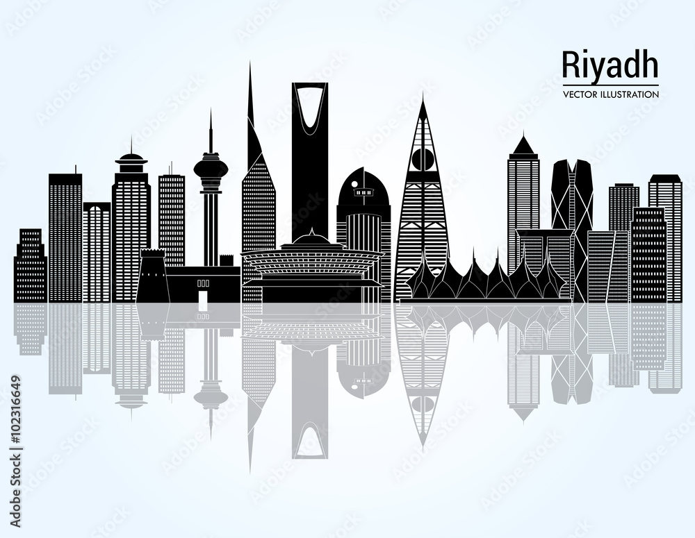 Riyadh skyline detailed silhouette. Vector illustration Stock Vector ...