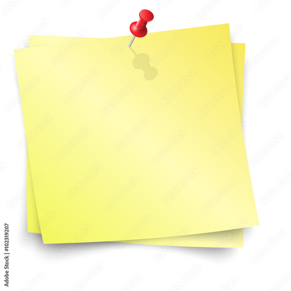 Yellow reminder with pin Stock Vector | Adobe Stock