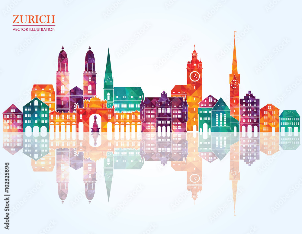 Zurich Switzerland detailed skyline. Vector illustration Stock Vector ...