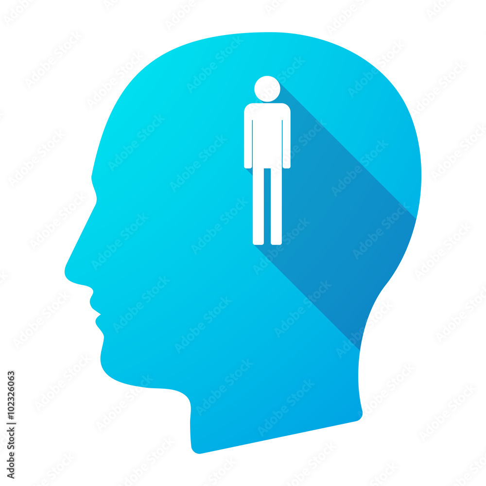 Long shadow male head icon with a male pictogram Stock Vector | Adobe Stock