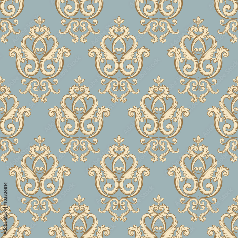 Yellow Damask Pattern Background