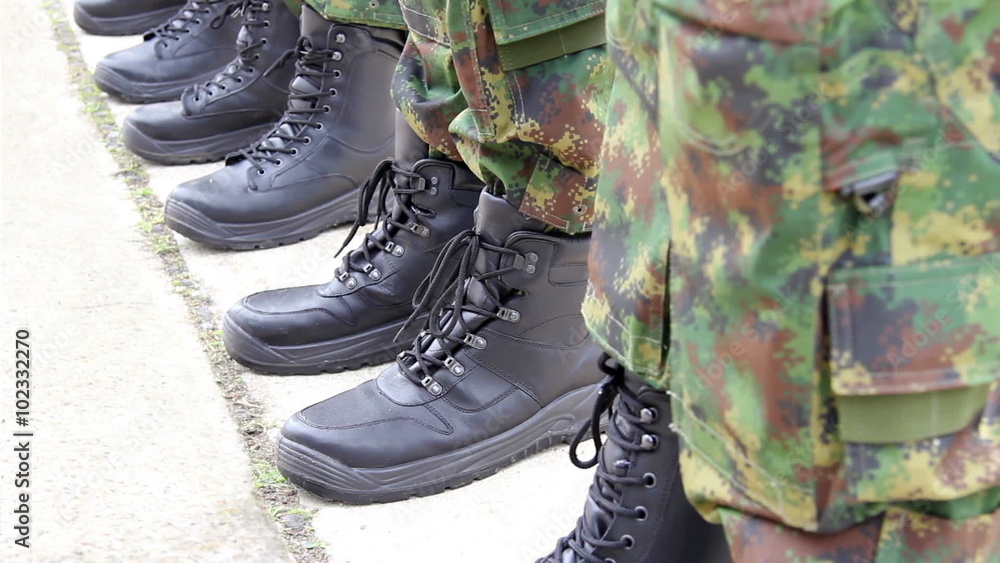 Army - Military Boots, Soldiers in uniform standing in line Stock Video ...