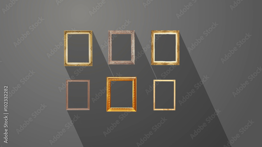 Old style picture wood frame with moving shadow background, Animation ...