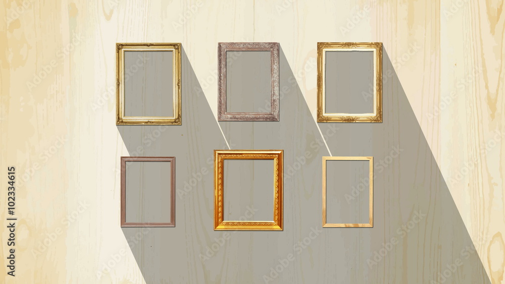 Old style picture wood frame with moving shadow background, Animation ...