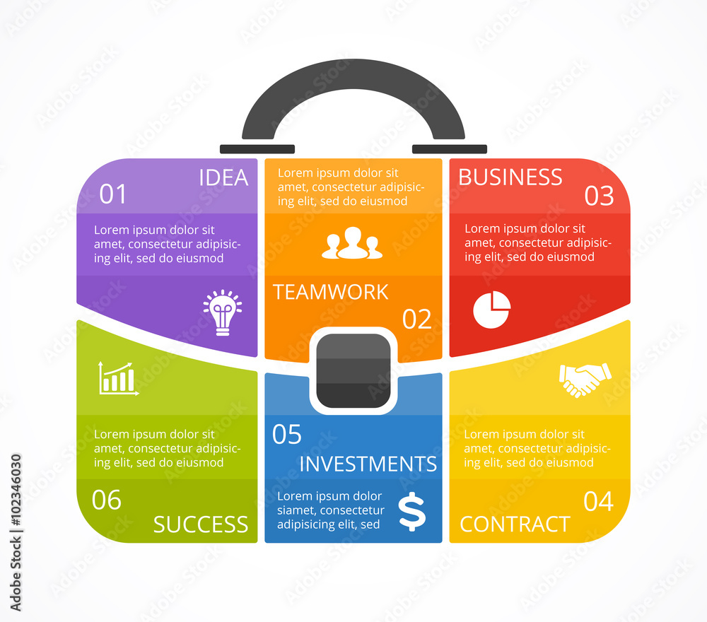 Vector briefcase infographic. Template for bag diagram, graph ...