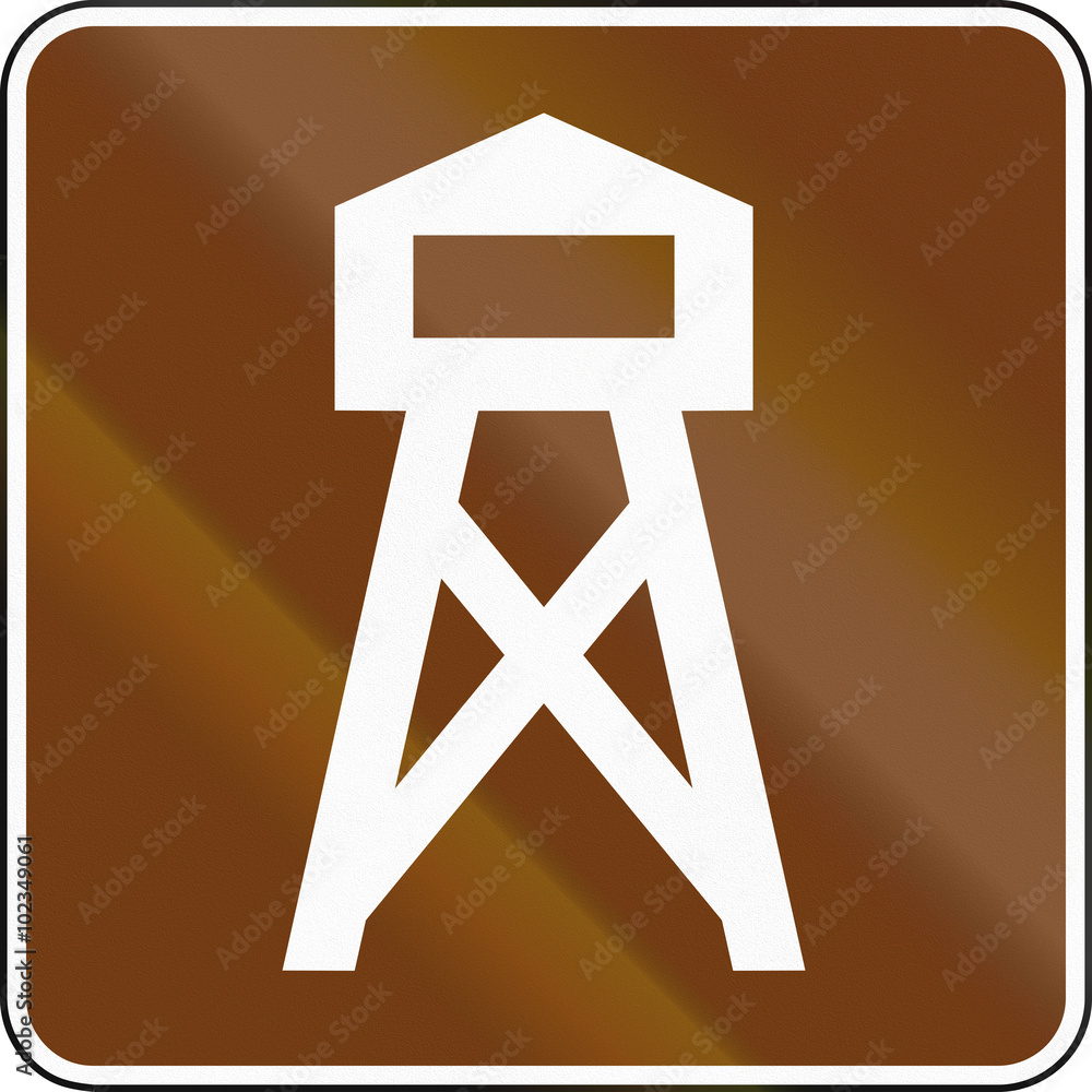 United States MUTCD guide road sign - Lookout tower Stock Illustration ...
