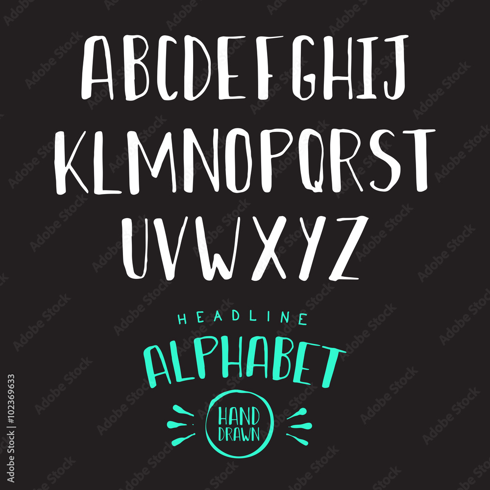 Hand drawn headline alphabet. Modern Vector brushed lettering ...