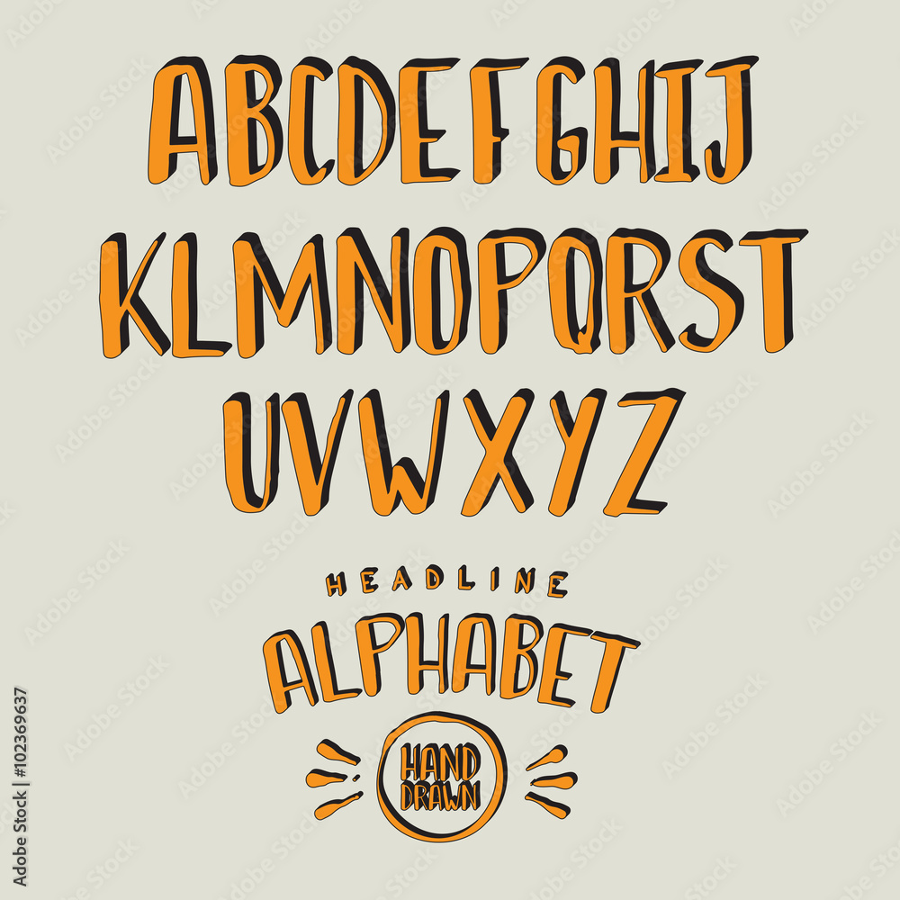 Hand drawn headline alphabet. Modern Vector brushed lettering ...