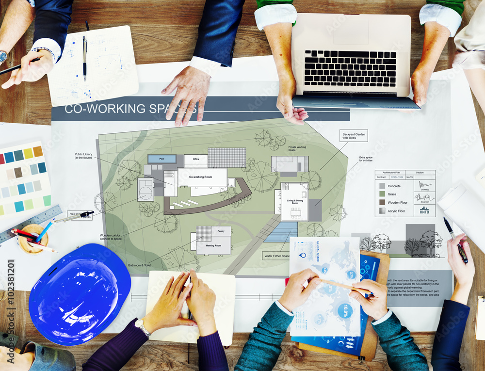 Co Working Space Architecture Plan Map Blueprint Design Concept Stock ...