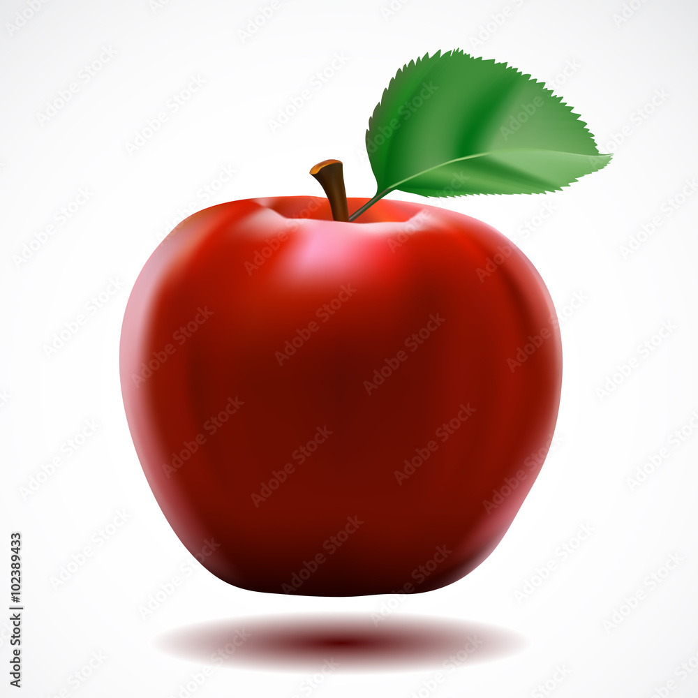 Red apple on white background Stock Vector | Adobe Stock