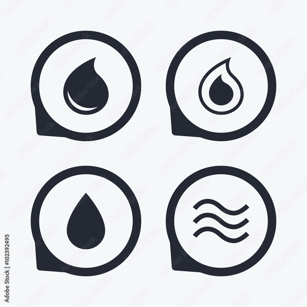 Water drop icons. Tear or Oil symbols. Stock Vector | Adobe Stock