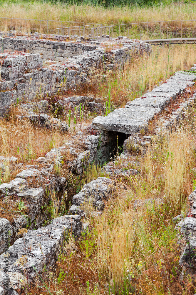Detail of the roman sewer system near the Insulae zone of Conimbriga ...